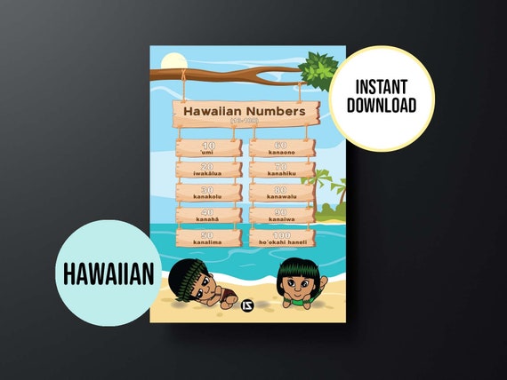 Printable Hawaiian Numbers Ten to One Hundred Poster Hawaii - Etsy