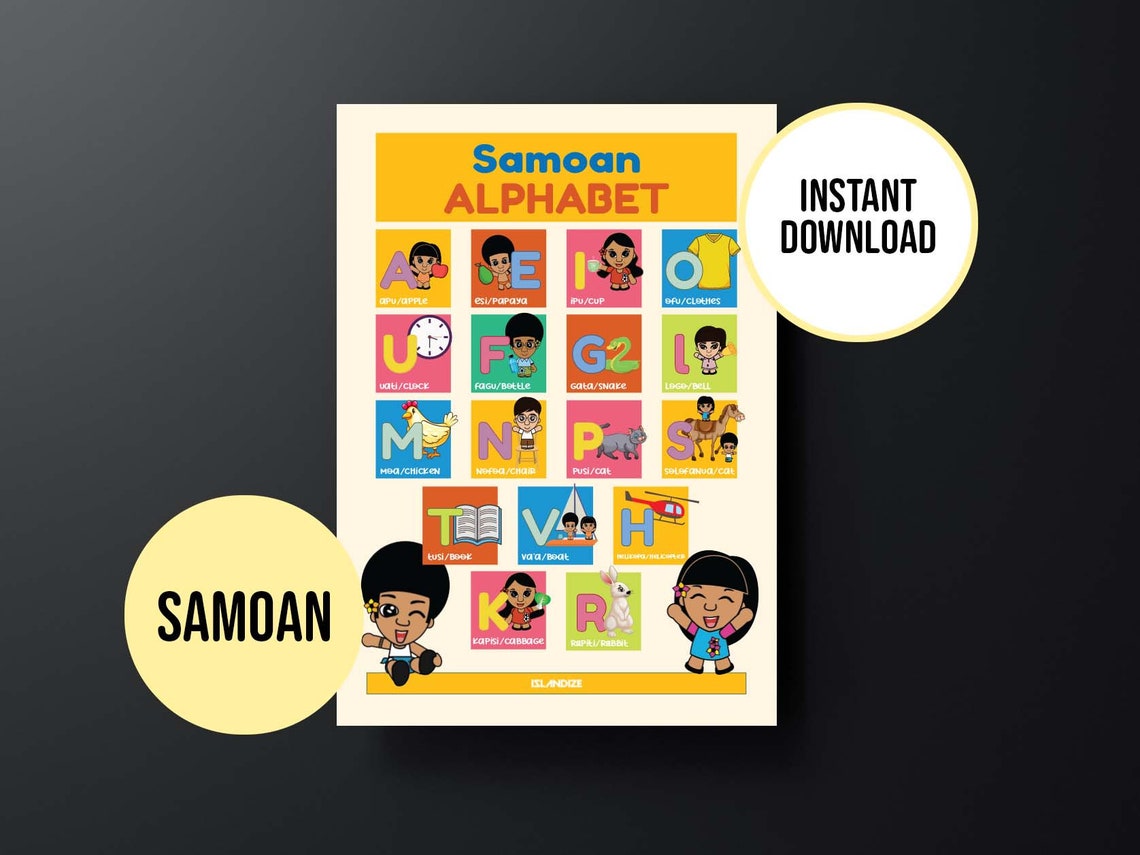 Printable Samoan Alphabet Chart, Instant Digital Download, Samoan ...
