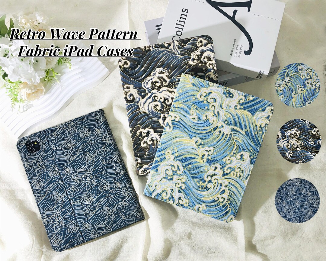 Various Styles of Retro Wave Pattern Fabric iPad Case for iPad Air 11 ...