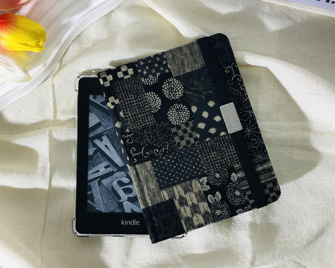 Retro Black Gray Tie-dye Fabric Case for Kindle 6" 2024,paperwhite 12th ...