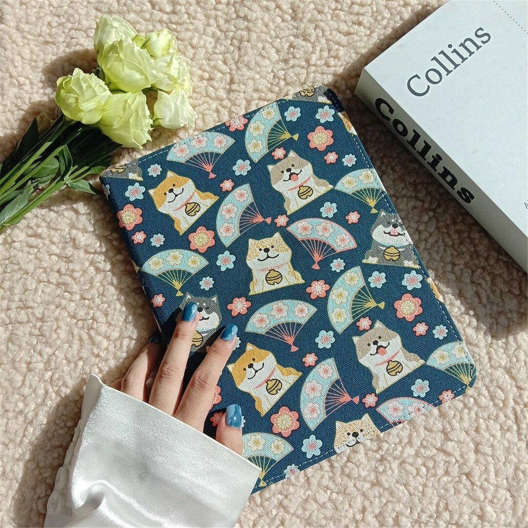 Retro Japanese Style Shiba Inu & Folding Fan Fabric iPad Case With Pen Slot,ipad Air 11 13 2024 ...