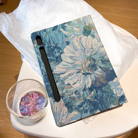 French Blues Retro Embroidery Fabric Samsung Tab S8 Ultra - Etsy