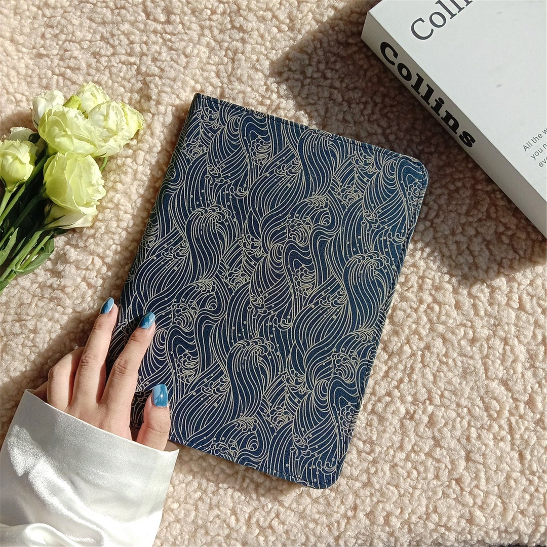 Retro Sea Waves Fabric iPad Case With Pen Slot,ipad Air 11" 13" 2024 ...