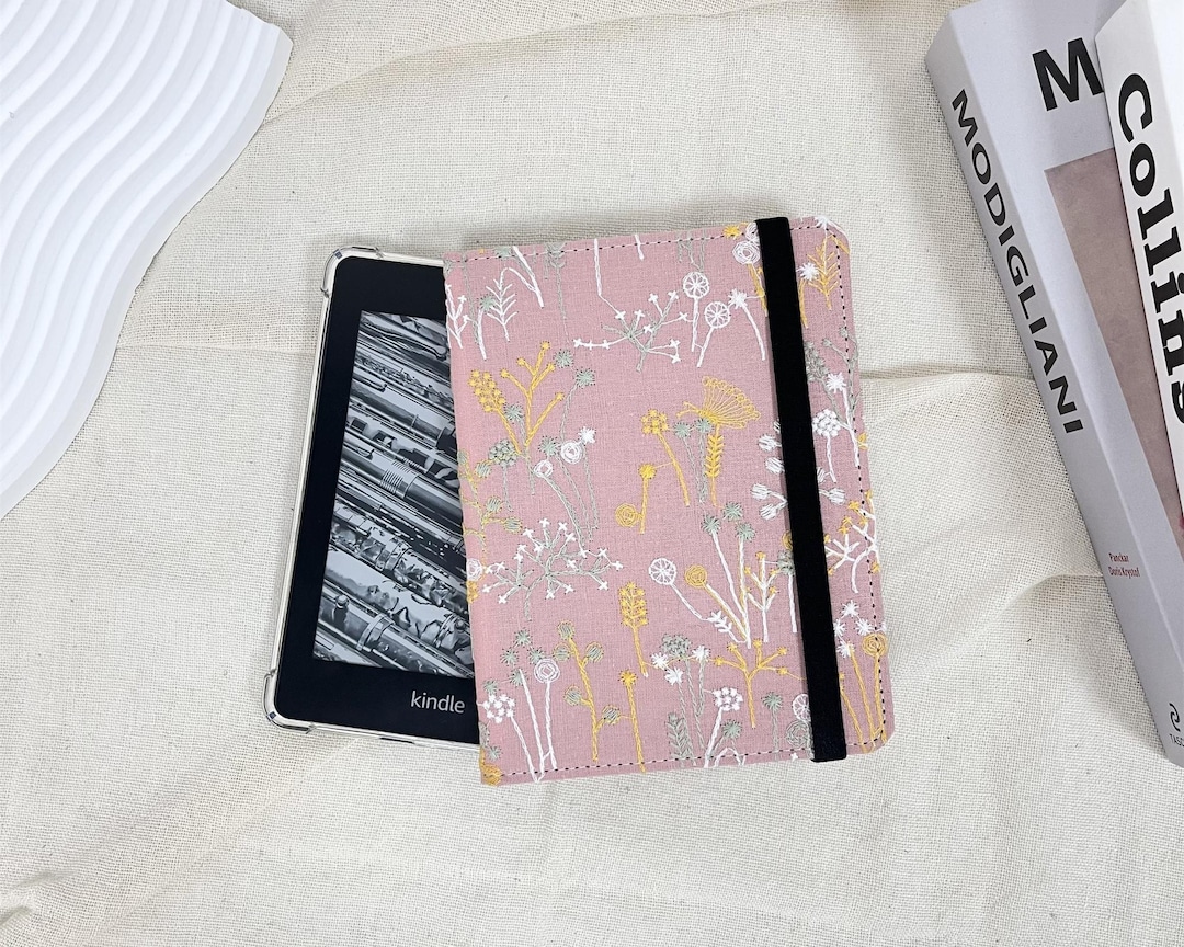 Japanese Style Embroidered Floral Pink Fabric Case for Kindle 12th Gen ...
