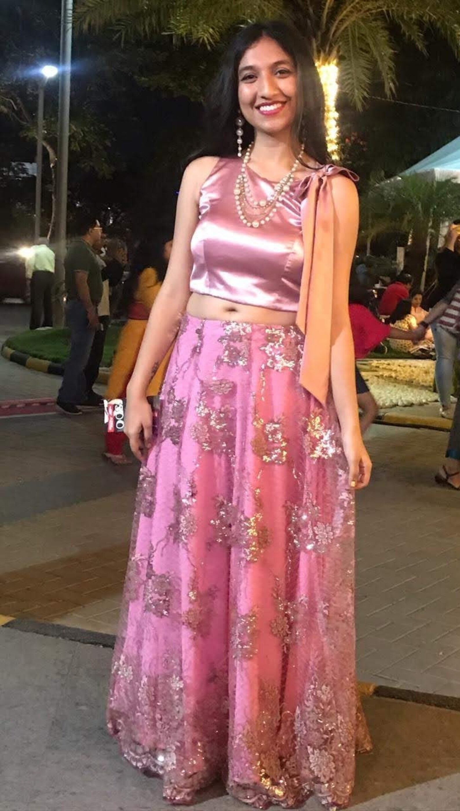 A Pink Long Flared Embroidered Net Skirt / Lehenga With Satin - Etsy