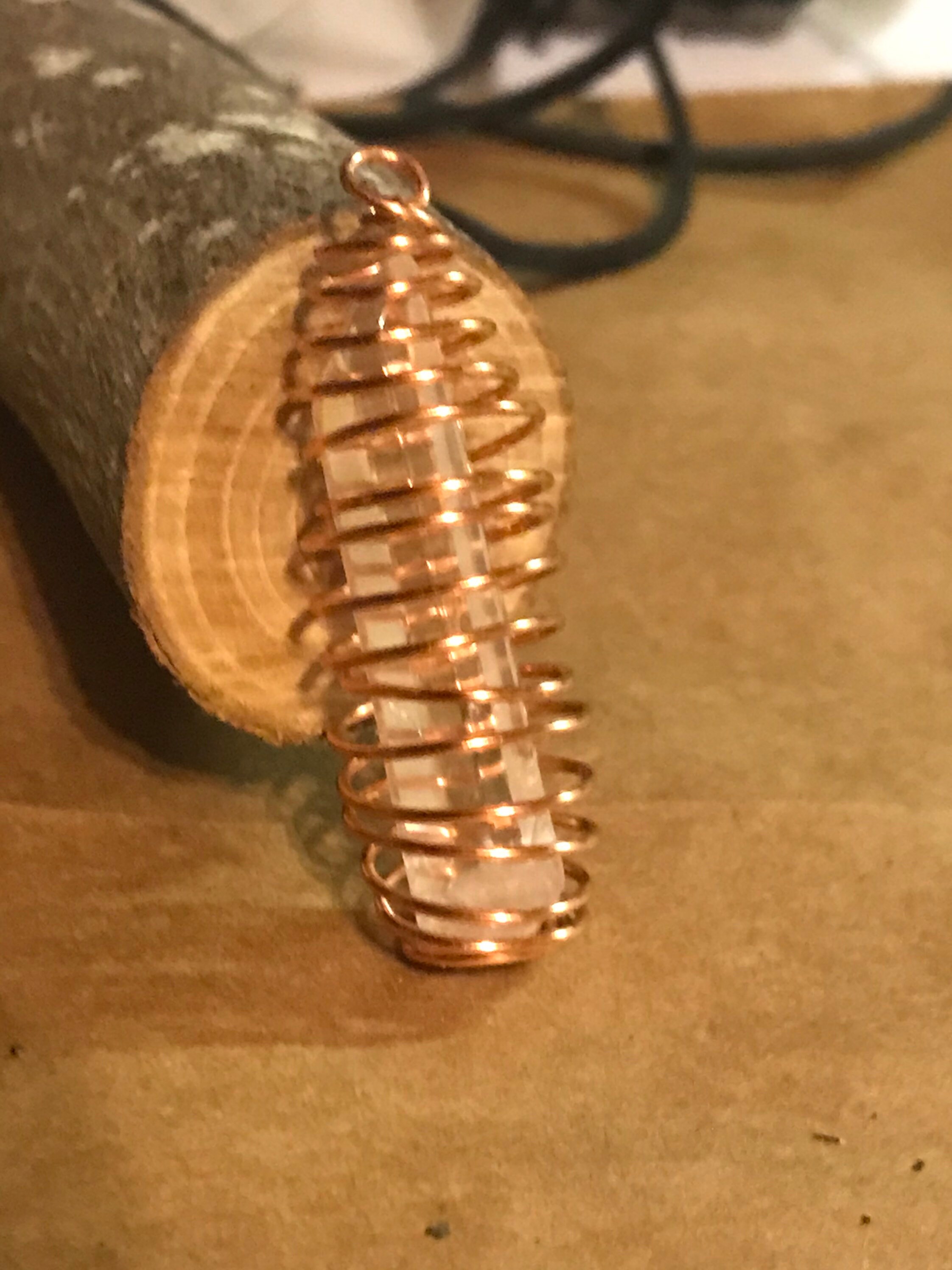 Hand Twisted Copper Spiral Cage With Quartz Crystal Stone. - Etsy