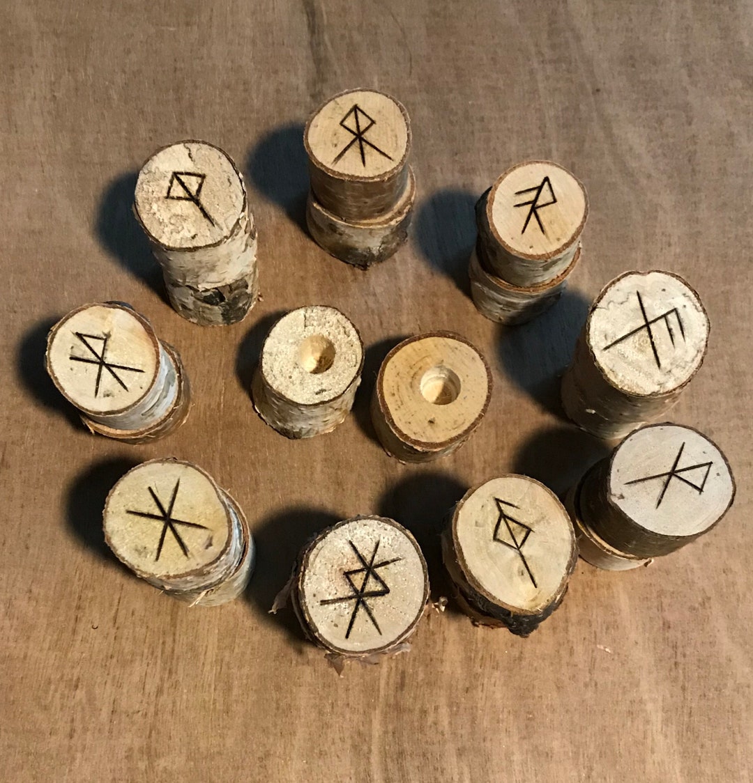 Bind Rune Candle Holders|hand Crafted in Portland|natural Wood Ritual ...
