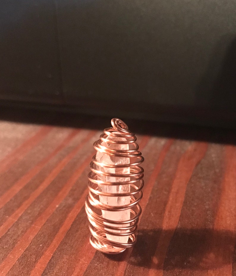 Hand Twisted Copper Spiral Cage With Quartz Crystal Stone. - Etsy