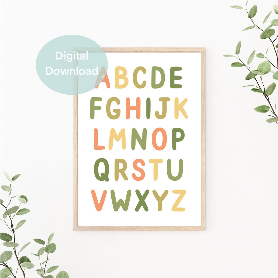 ABC Learning Poster Download, Alphabet Poster, Children's Room Poster ...