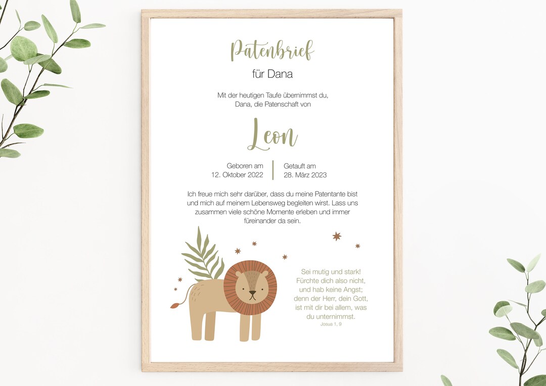 Personalized Lion Sponsorship Letter, Sponsorship Certificate, Gift ...