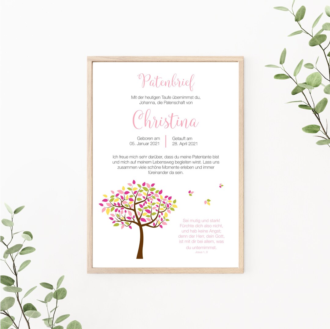 Godparent Letter Tree of Life, Personalizable, Baptism Gift, Godparent ...