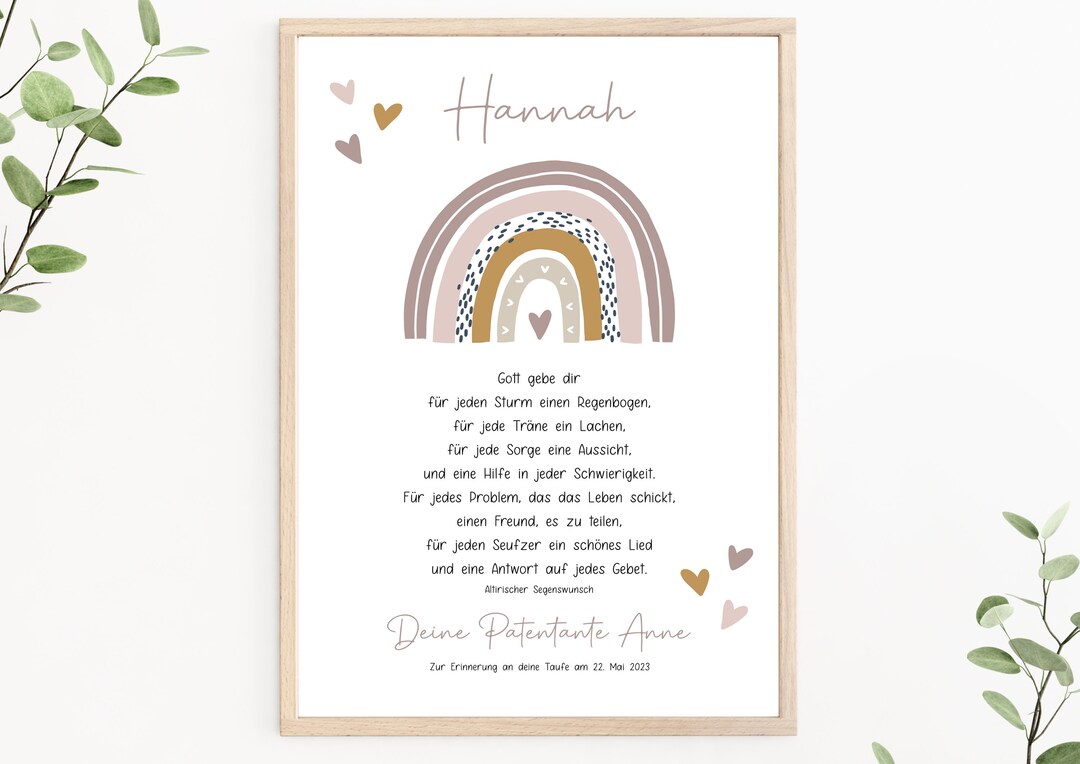 Baptism Gift Rainbow, Customizable With Blessing Wish, Godparent Letter ...