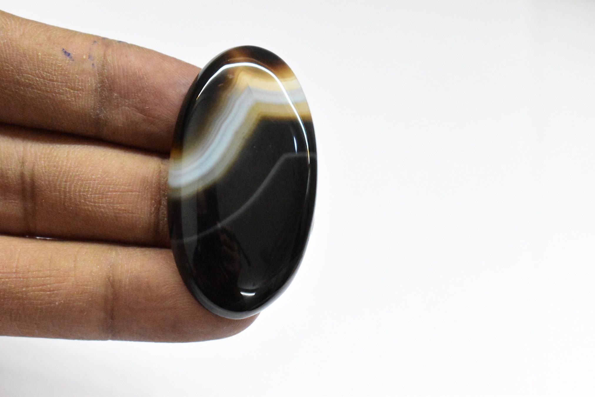 Jewelry Making & Beading Cabochons Banded agate cabochon polished ...