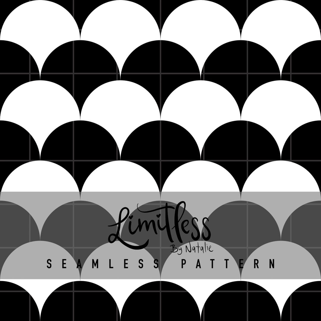 Black and White Overlapping Scallop Seamless Patern - Etsy