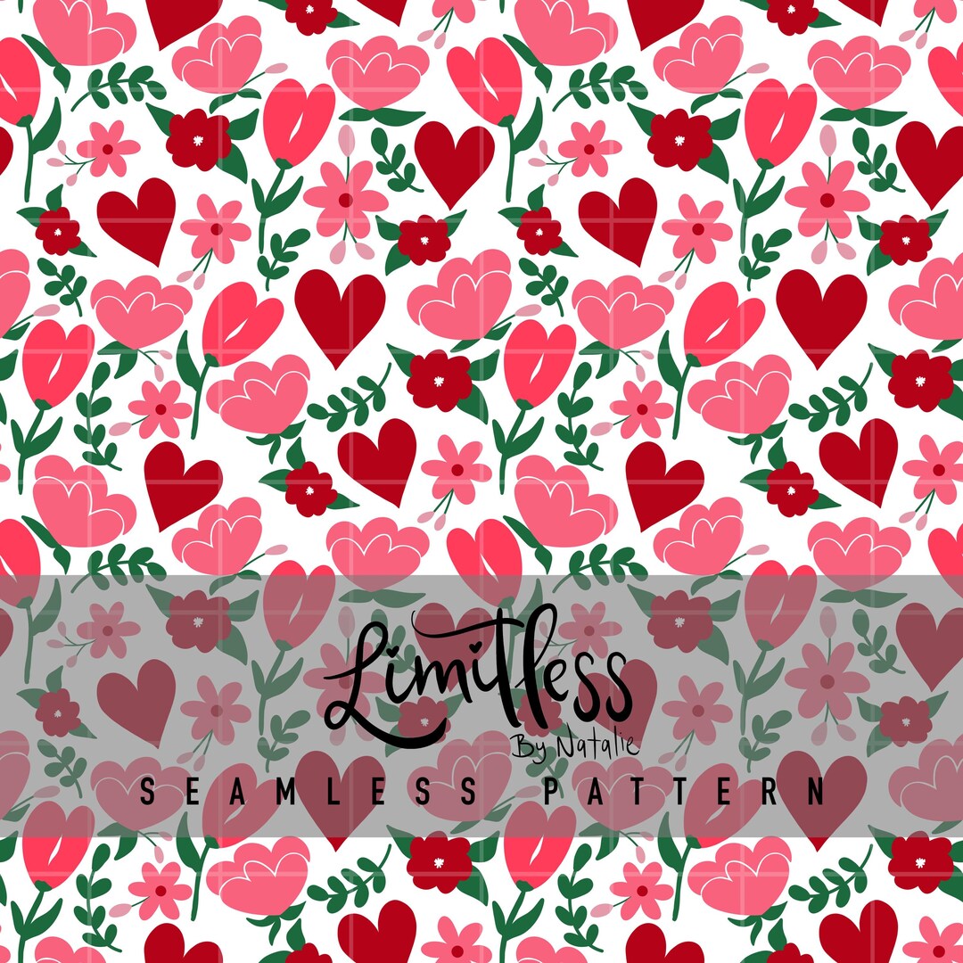Valentine Floral Digital Scrapbook Paper and Seamless Pattern - Etsy