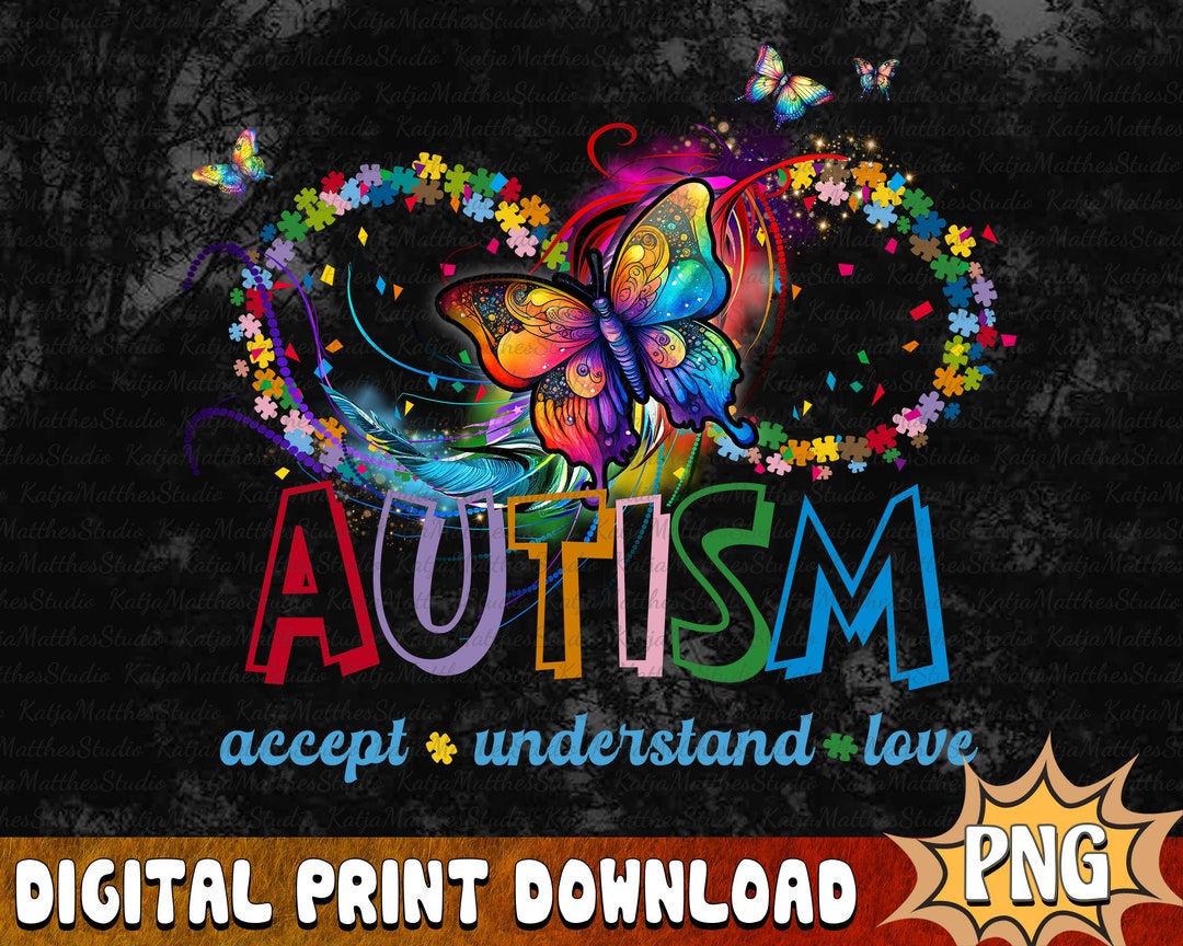 Rainbow Autism Infinity PNG, Autism Puzzle Butterflies Png,autism ...
