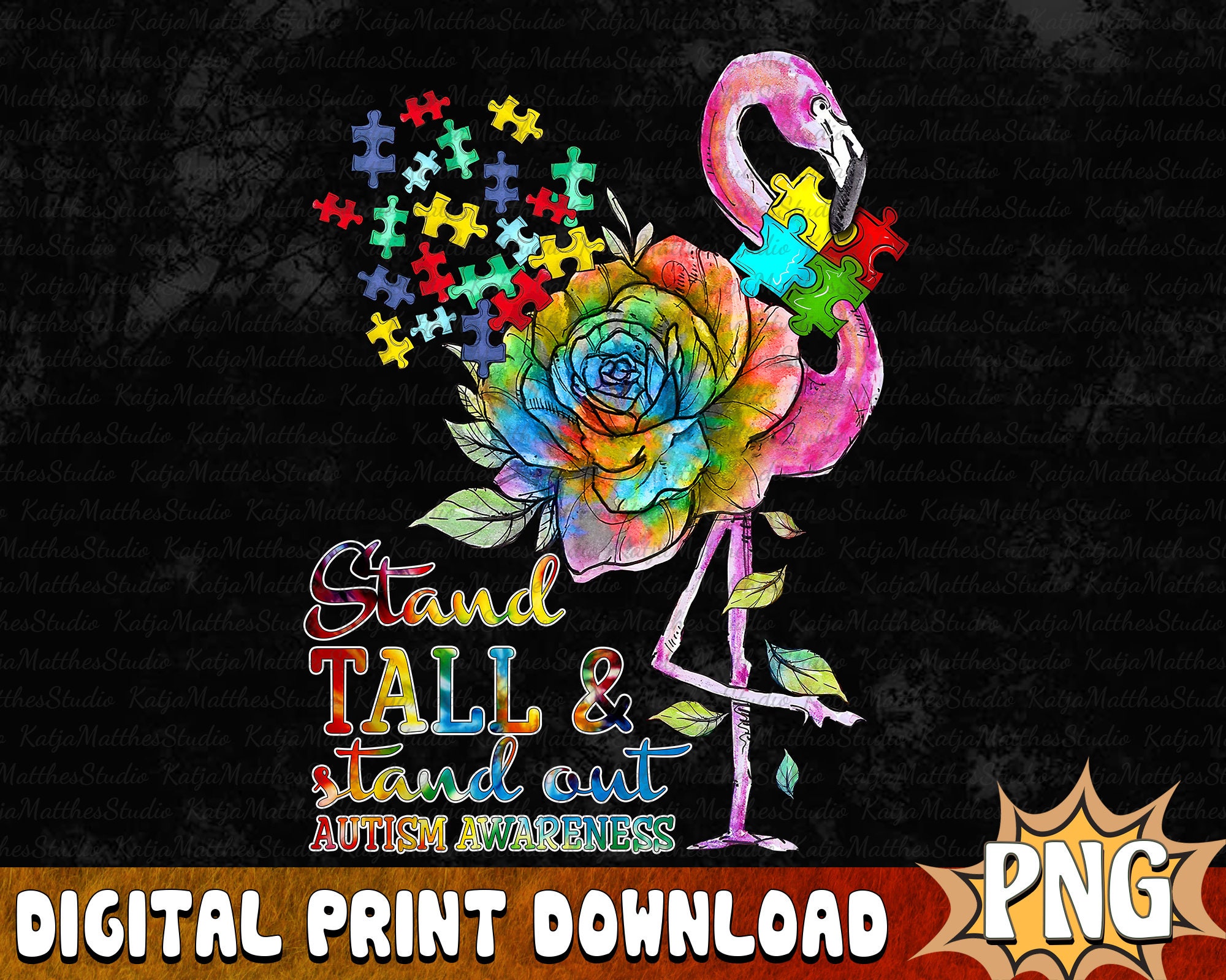 Autism Awareness Png Stand Tall and Stand Out Flamingo - Etsy