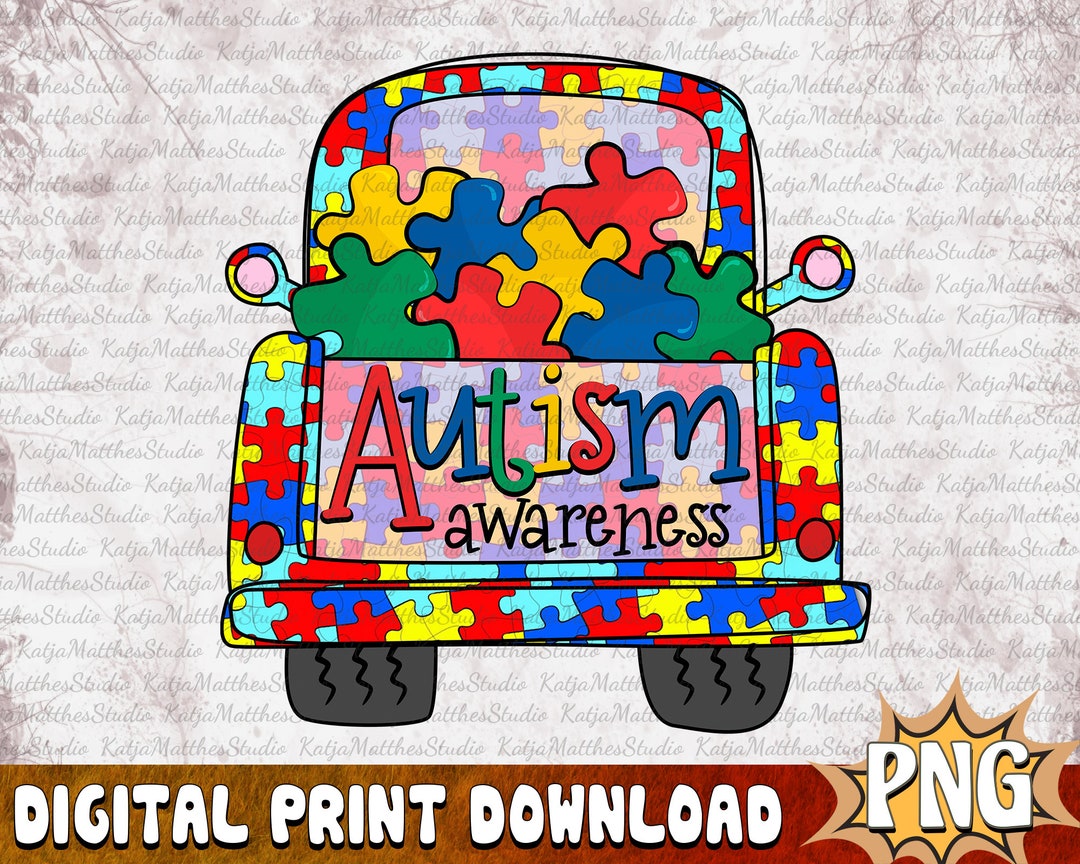 Autism Awareness Truck PNG, Autism Puzzle Png, Retro Autism PNG, Autism ...