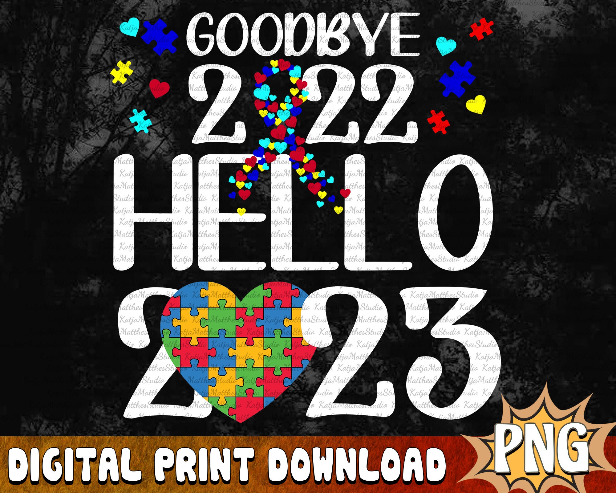 Goodbye 2022 Hello 2023 Austism PNG New Year Xmas Autism - Etsy
