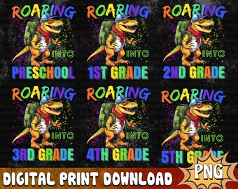 Roaring Into Preschool Dinosaur Digital Png File Instant - Etsy