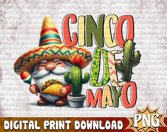 Cinco De Mayo Gnome Png, Mexican Gnome Png, Gnome Clipart, Mexico ...
