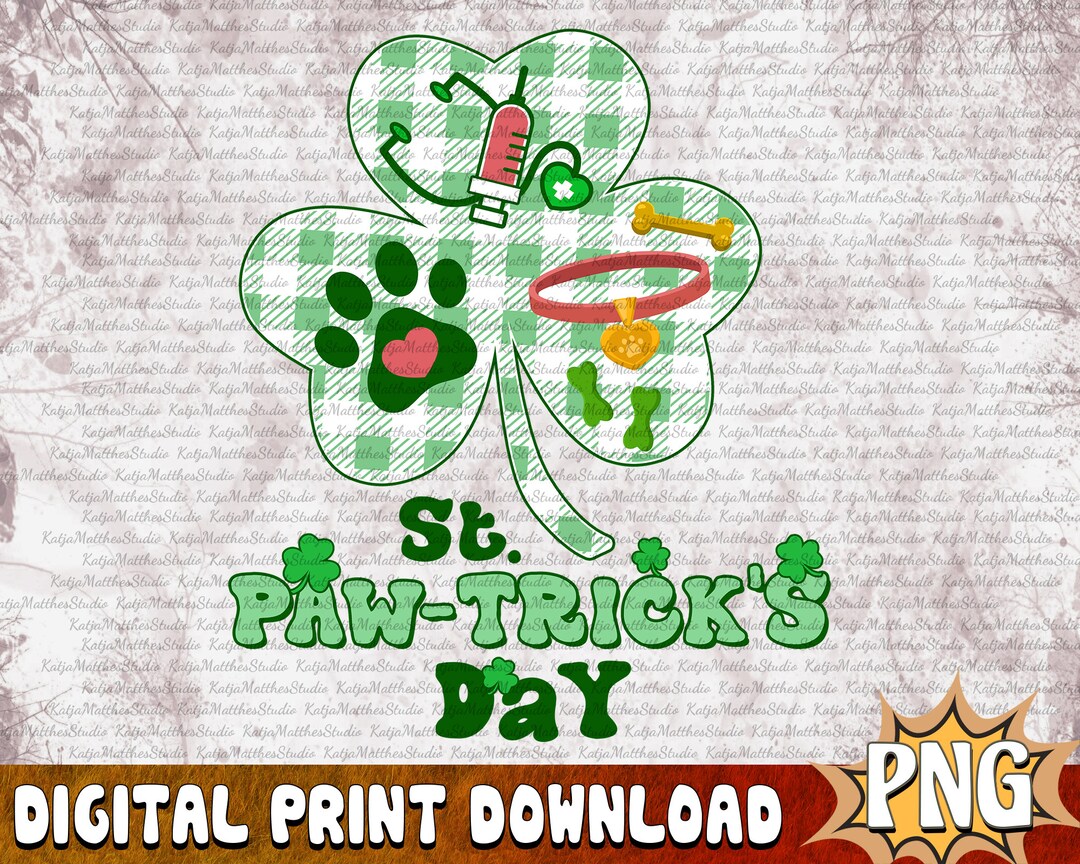St Paw-trick's Day PNG, Irish Shamrock Dog Paw, Nurse Patrick's Day ...