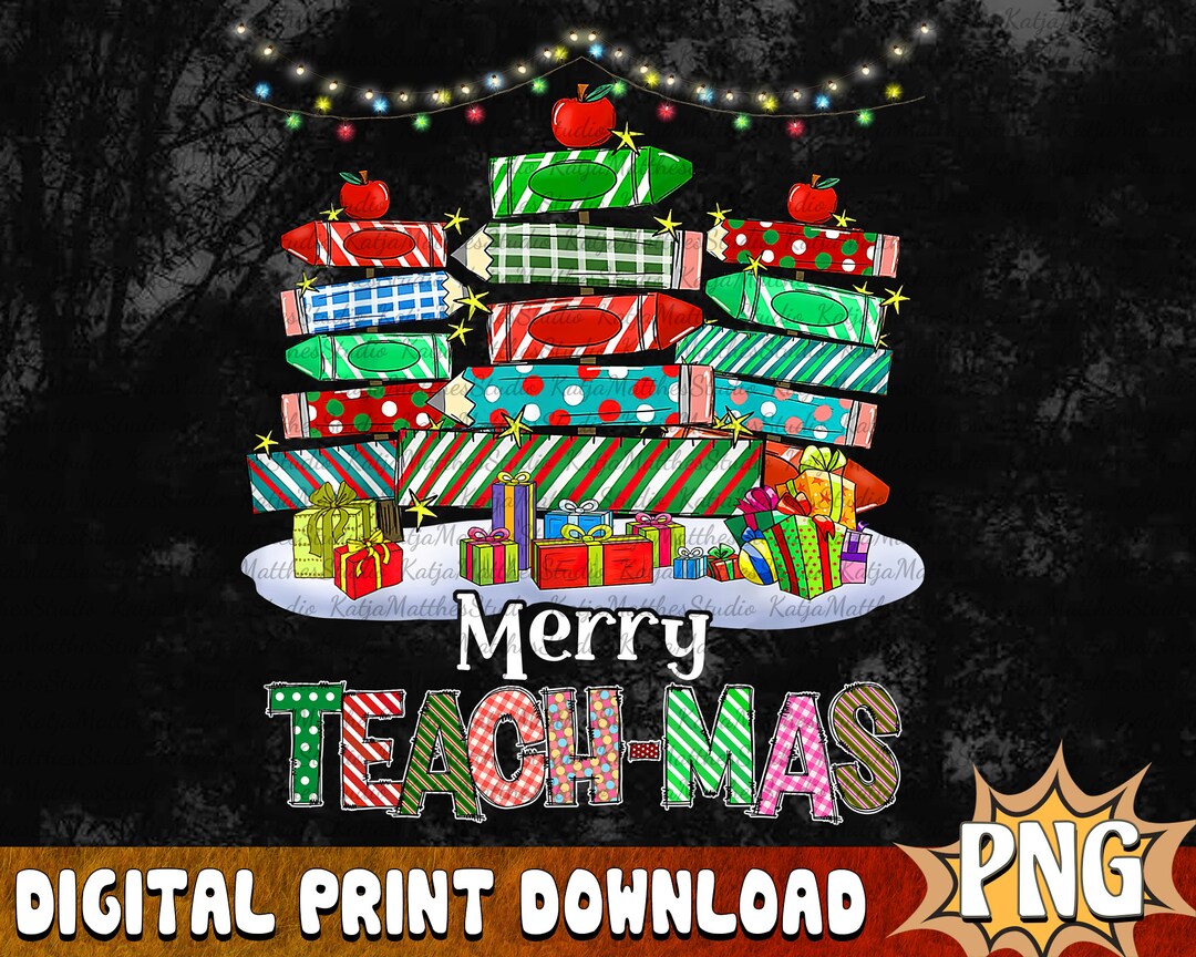Merry Teach-mas Png, Xmas Tree Teacher Png, Merry Christmas Png ...