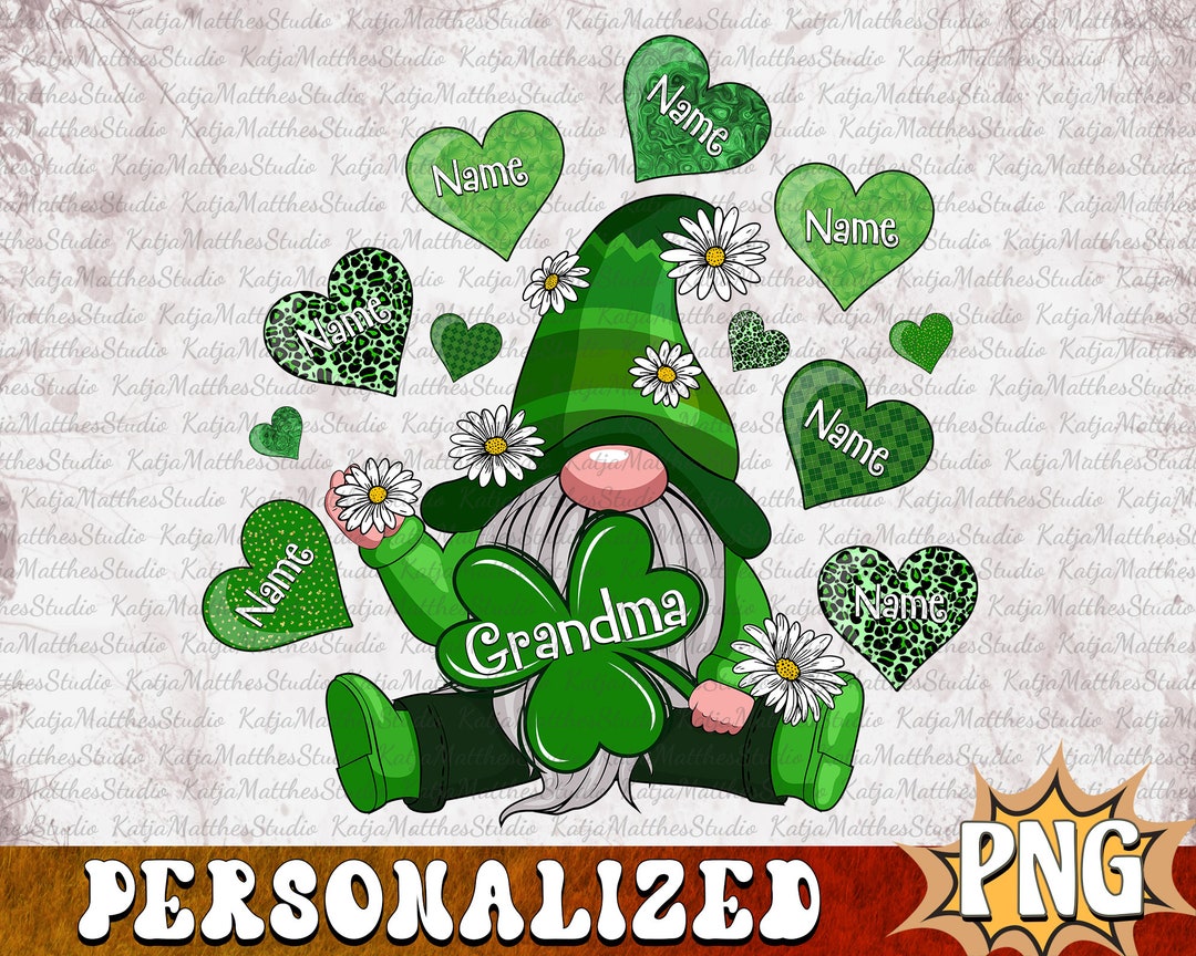 Personalized Grandma Gnome Patrick Png, Custom Name, St. Patrick's Day ...