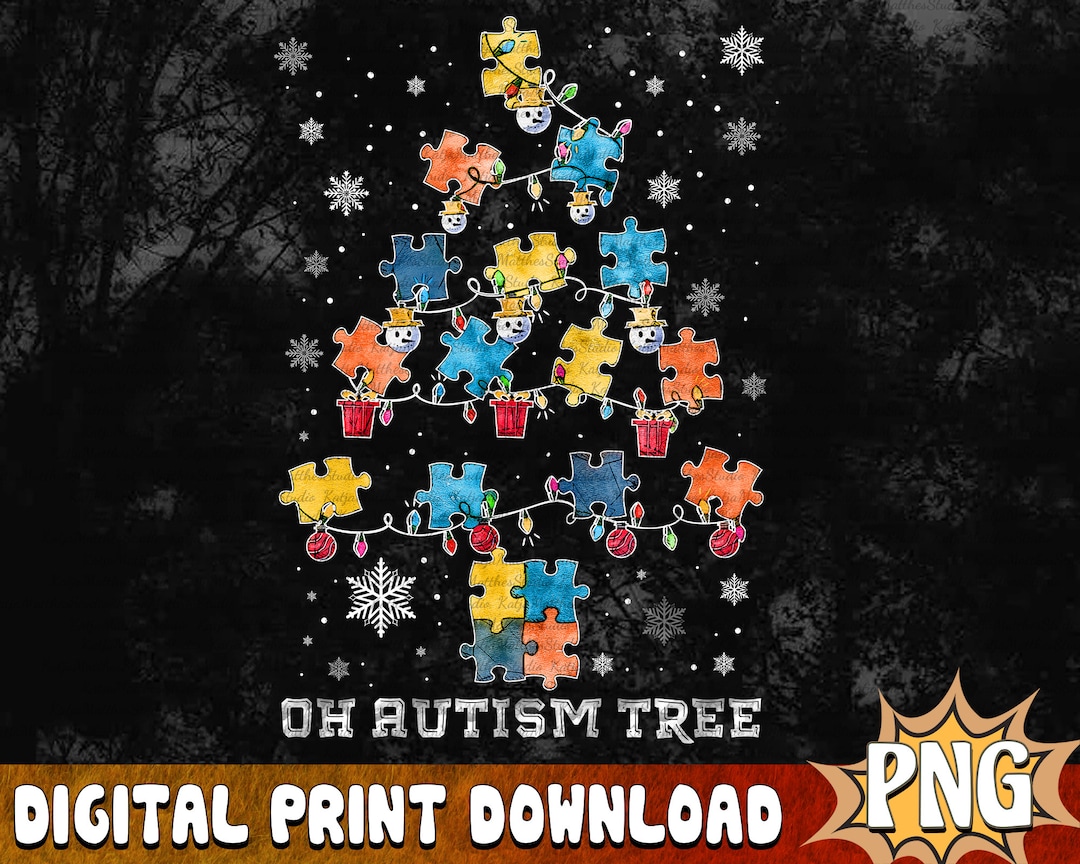 Autism Christmas Tree PNG Autism Awareness, Retro Autism Png, Xmas ...