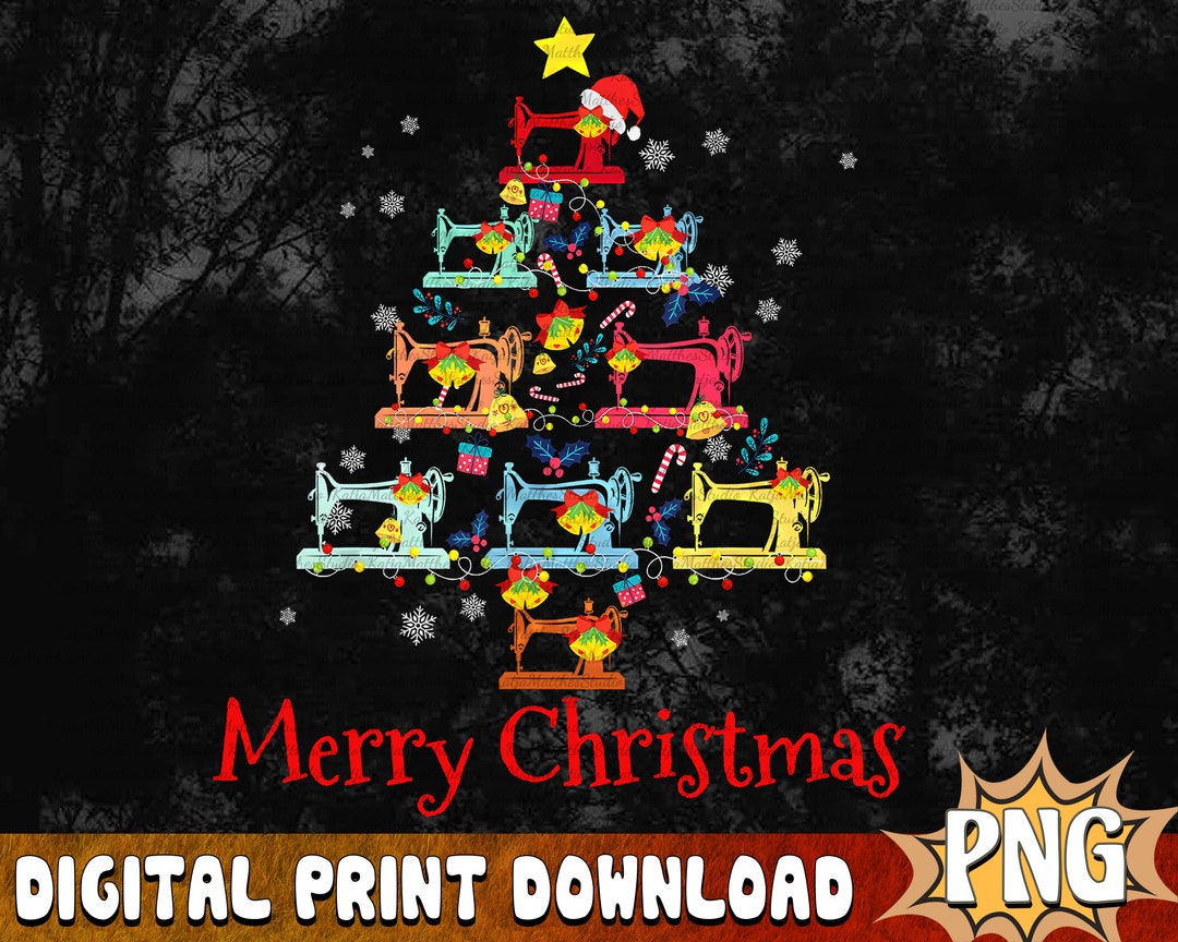Merry Christmas Sewing Machine Christmas Tree Png, Sewing Christmas ...