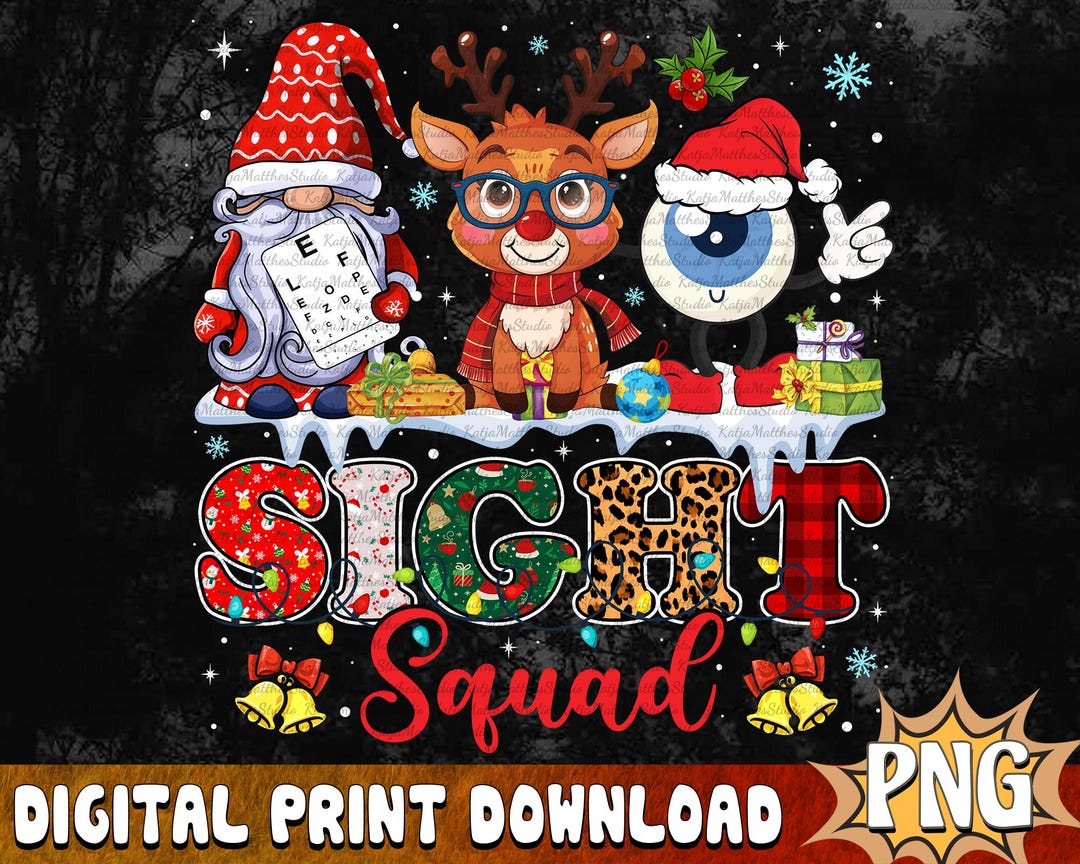 Funny Sight Squad Gnome Reindeer Santa Christmas Optometrist Png ...