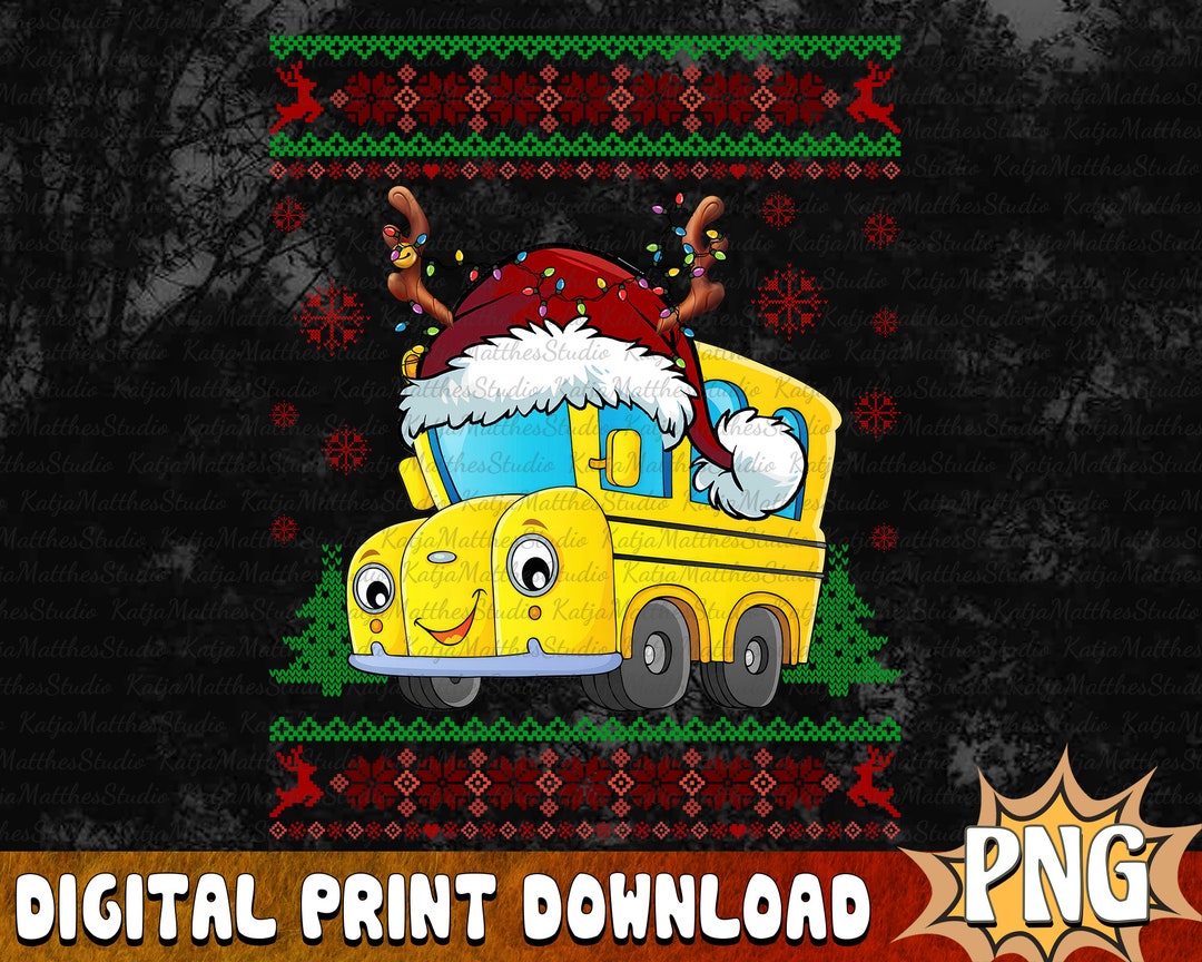 School Bus Driver Reindeer Santa Hat Png Merry Christmas - Etsy