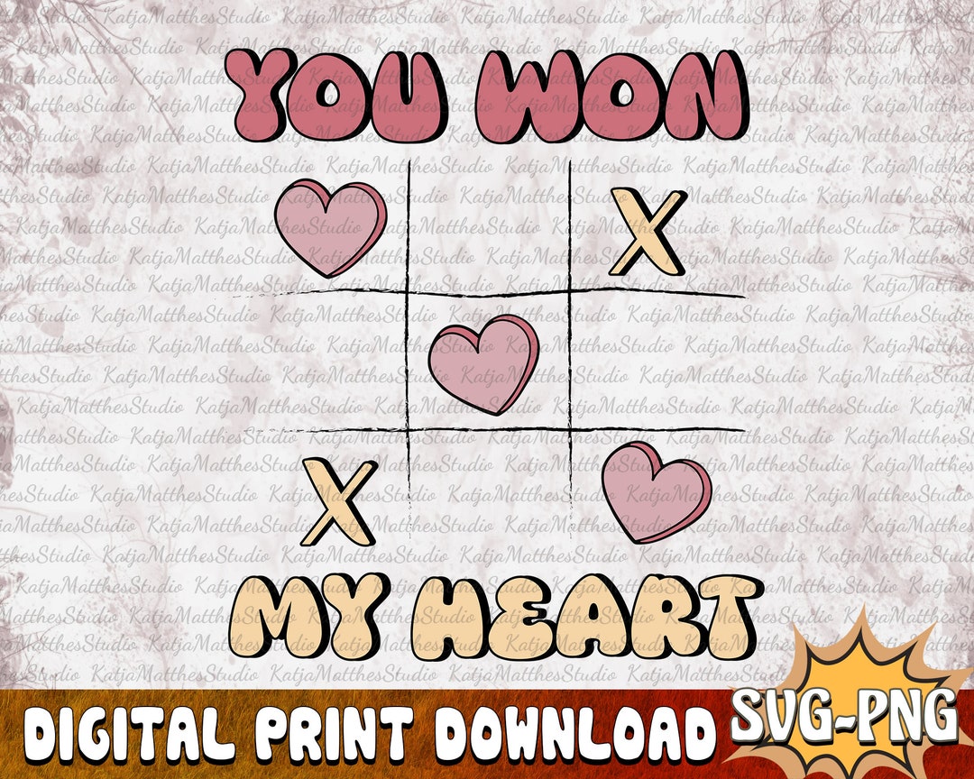 You Won My Heart Svg Png, Xoxo Svg, Heart Winner Svg, Valentines Day ...