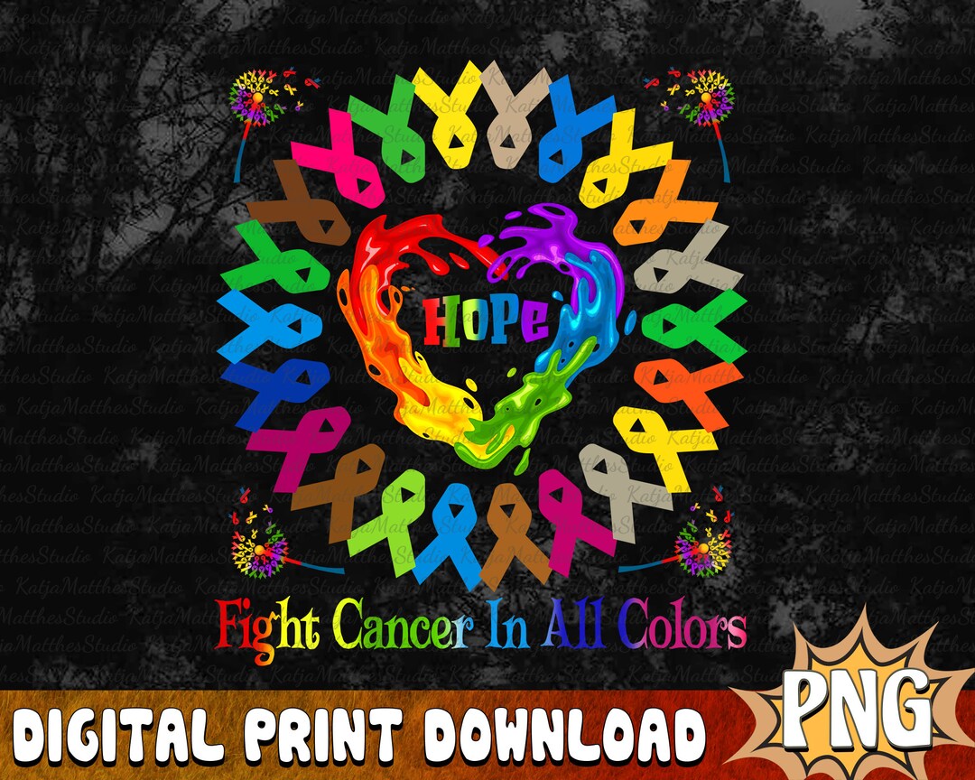 Hope Fight Cancer in All Colors Ribbon Flower PNG, Cancer Awareness ...