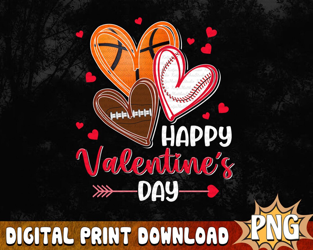 Happy Valentines Day Basketball Baseball Football Png, Basketball Love ...