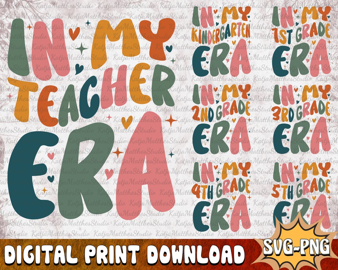 In My Teacher Era Bundle PNG, Retro Teacher Png, Teacher Appreciation ...