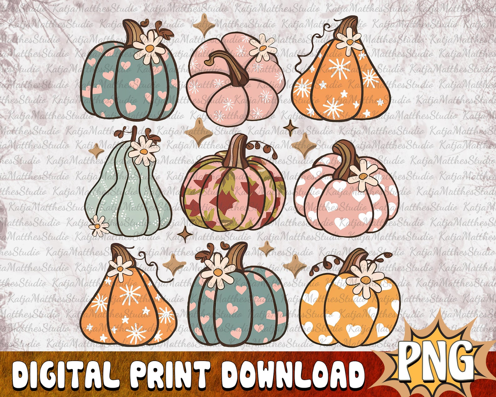 Retro Pumpkin PNG, Retro Fall Png, Pumpkin Season Png, Pumpkins ...