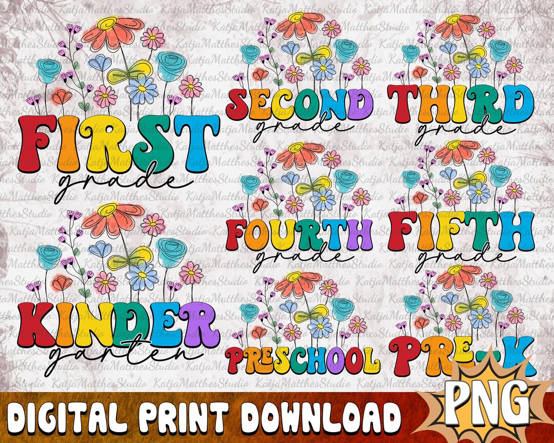 Back to School Flower Bundle PNG, School Shirt File, Appreciation ...