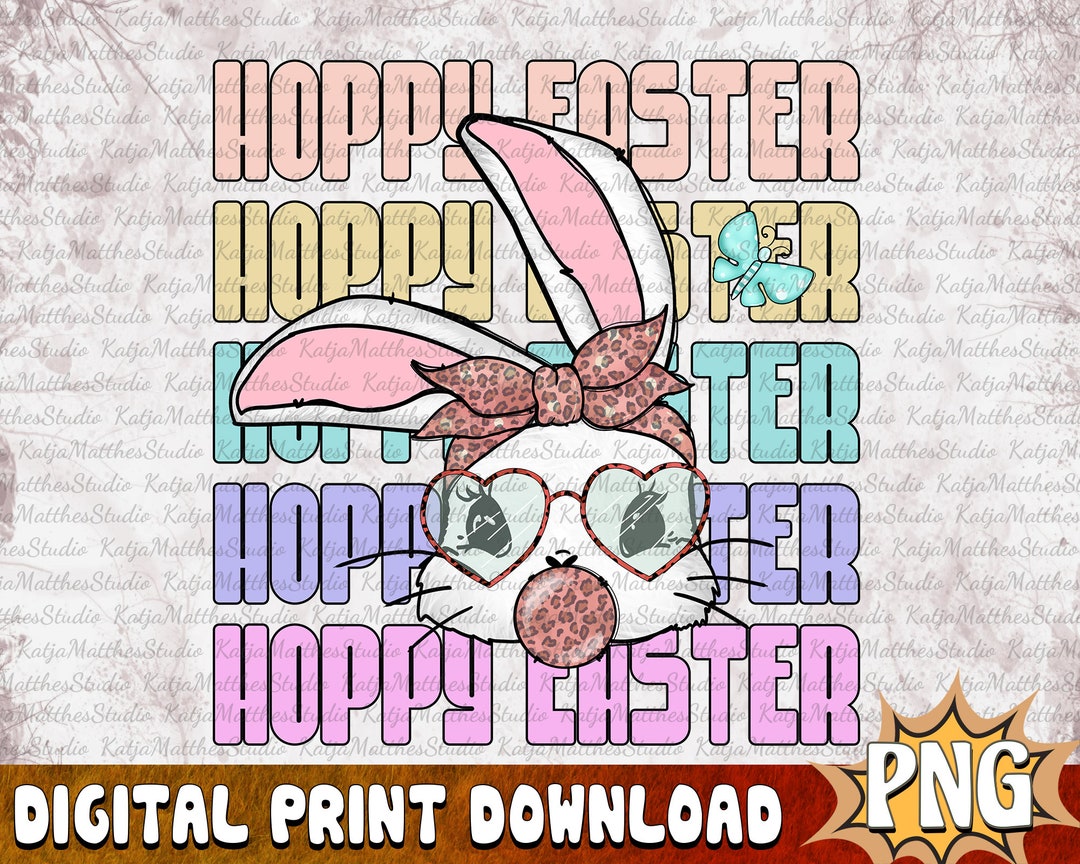 Hoppy Easter Bunny PNG, Retro Bunny PNG, Easter Sublimation Design ...