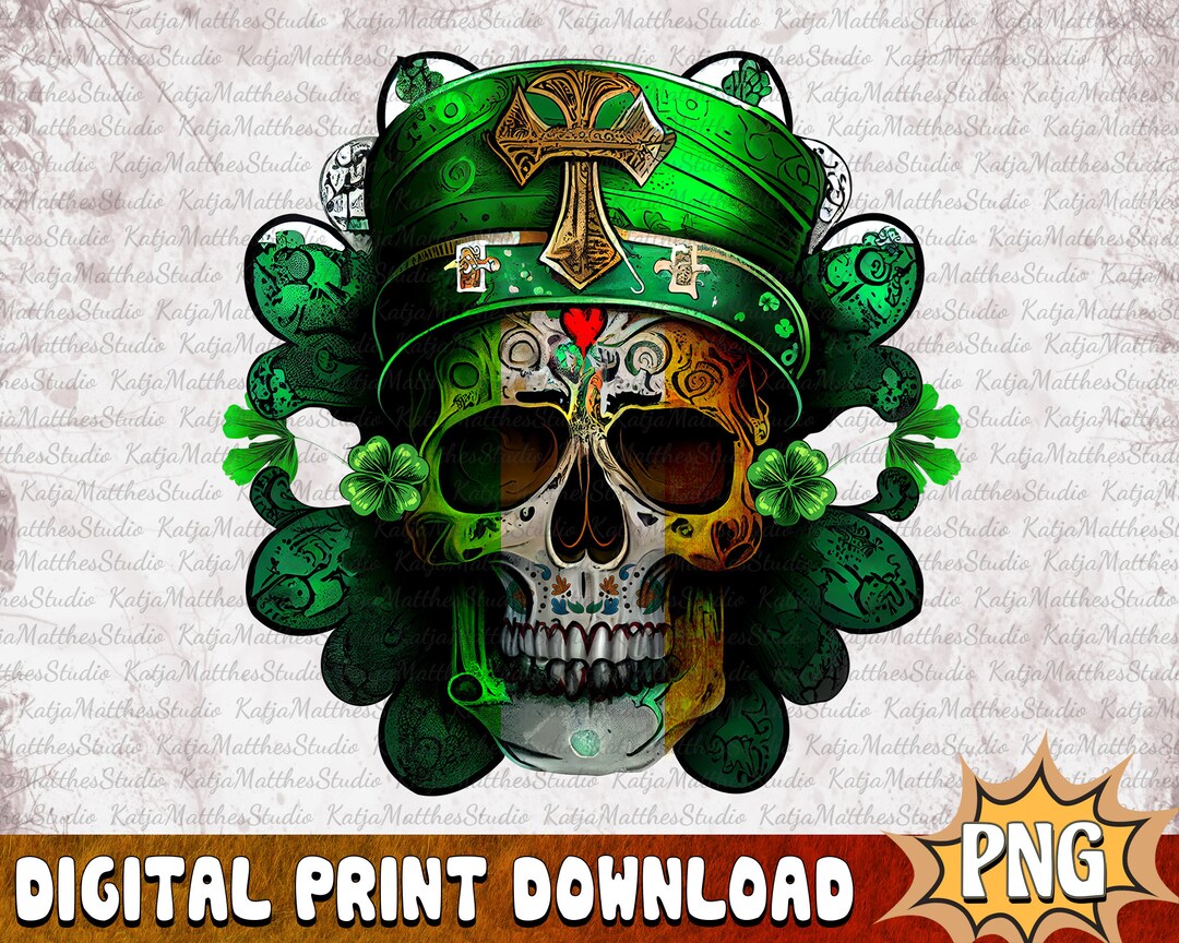 Skull Patricks Day Png,st. Patrick's Day Sublimation,lucky St Patrick's ...