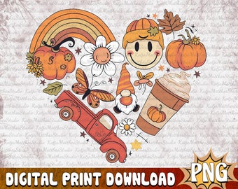 Retro Fall Doodles PNG, Trendy Fall Design Png, Retro Fall Elements Png ...