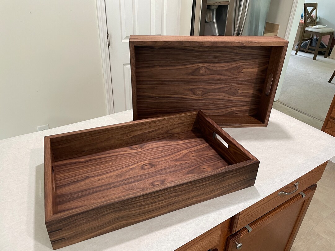 Walnut Serving Tray - Walnut Ottoman Tray - Modern Serving Tray ...