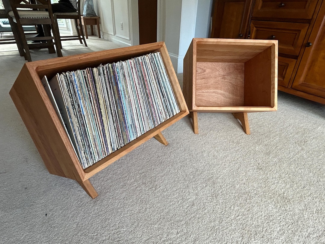The Krebson Cubby Vinyl Storage Stand - Available in Cherry, Walnut ...