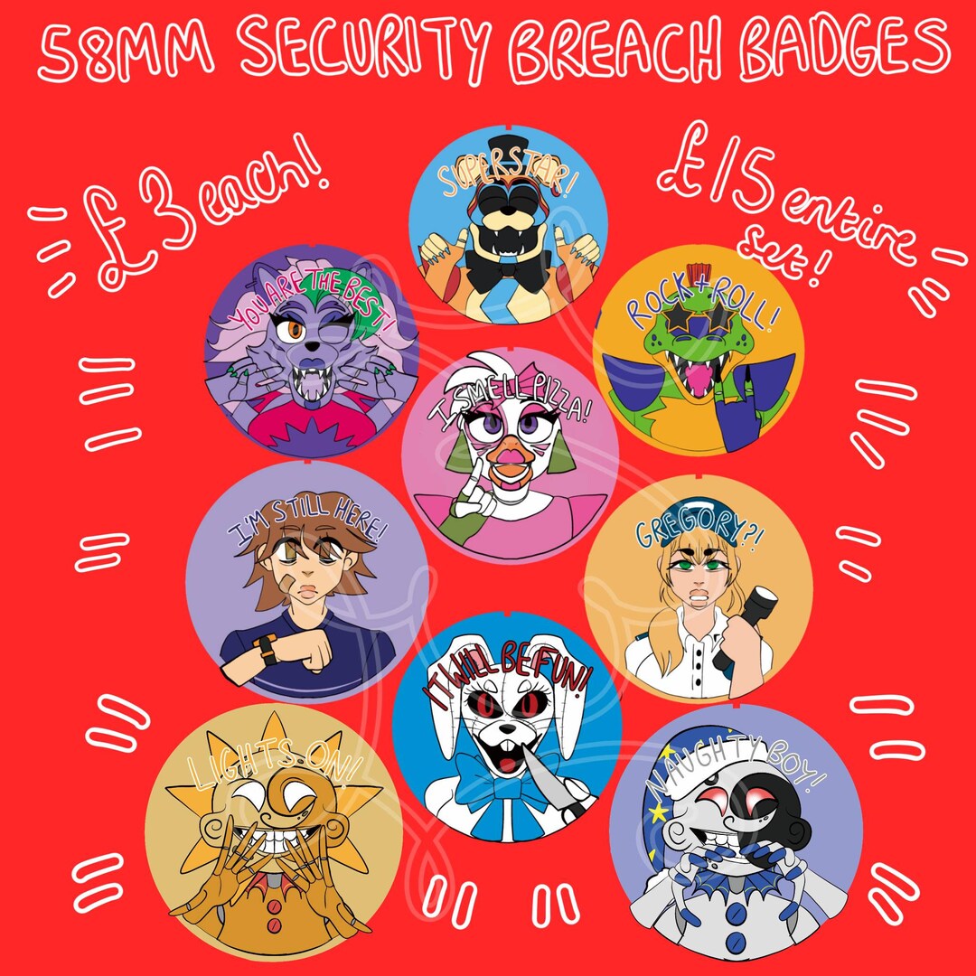 FNAF Security Breach Badges - Etsy New Zealand