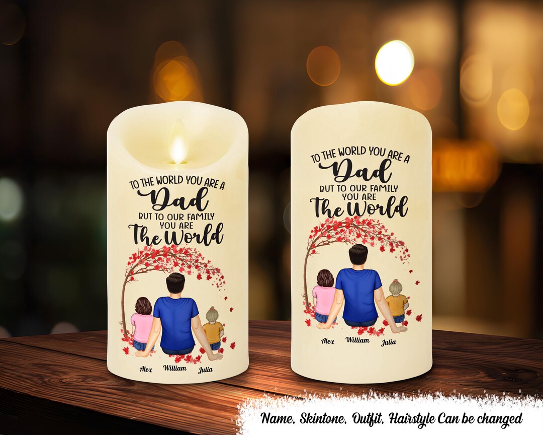 To the World You Are A Father, Personalized Flameless Led Candle ...