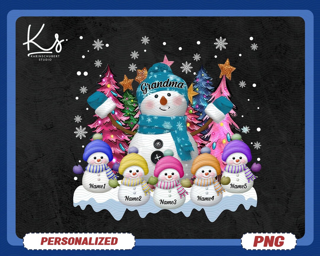 Personalized Grandma Snowman Png, Custom Cozy Snowman Png, Grandkids ...