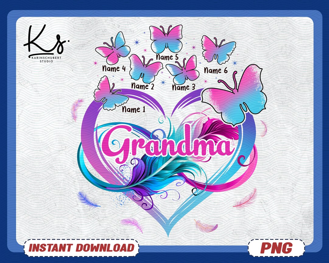 Personalized Grandma Infinity Butterflies Png, Grandma Grandkids ...