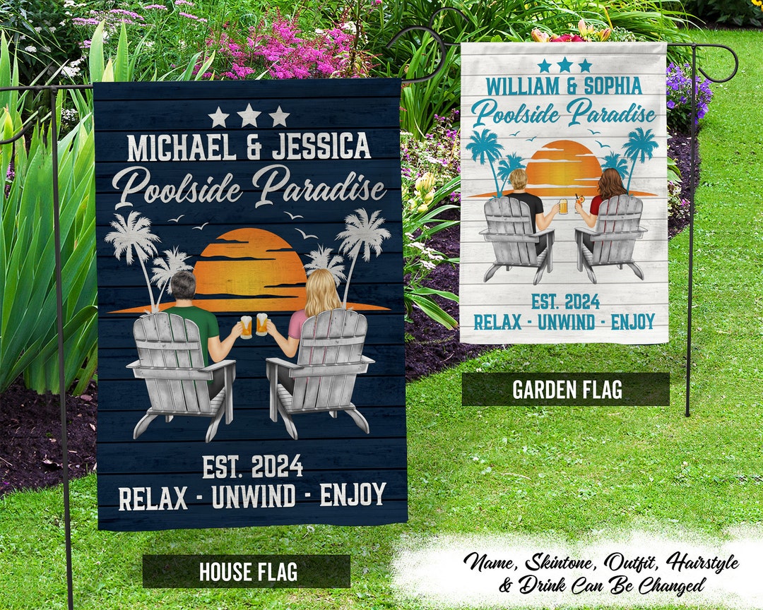 Poolside Paradise - Personalized Flag - Relax, Unwind & Enjoy Poolside ...