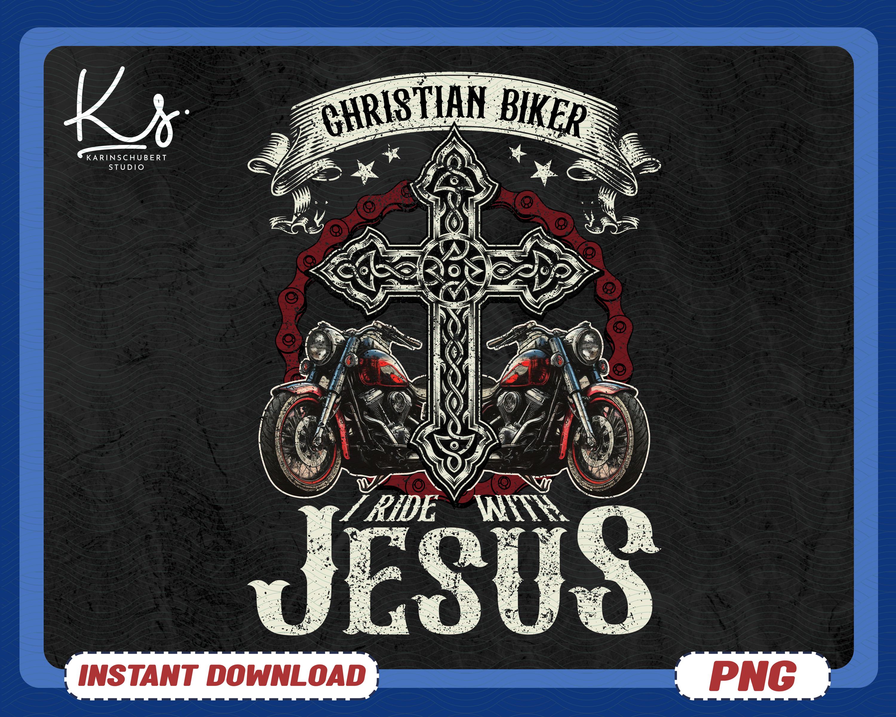 Christian Biker I Ride With Jesus PNG, Motorcycle Cross Design ...