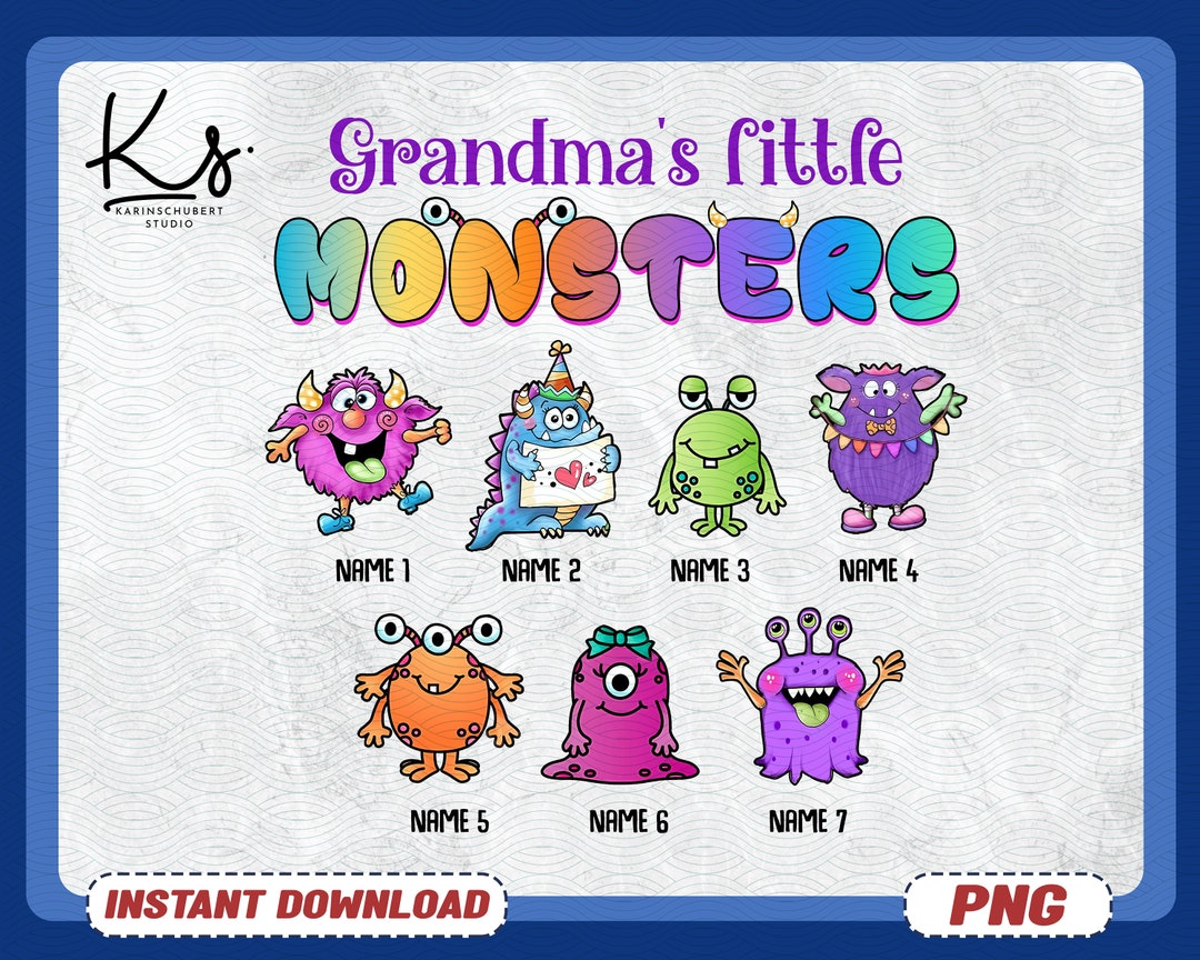 Grandma's Little Monsters Png, Halloween Grandma Mimi Png, Personalized ...